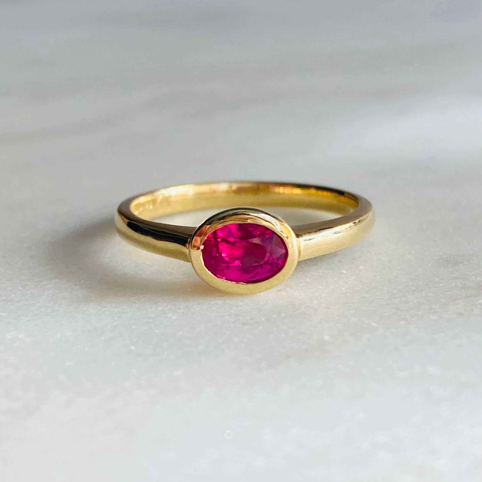Floating Bezel Set Ruby Ring ~ 18ct Yellow Gold– Sargisons Jewellers