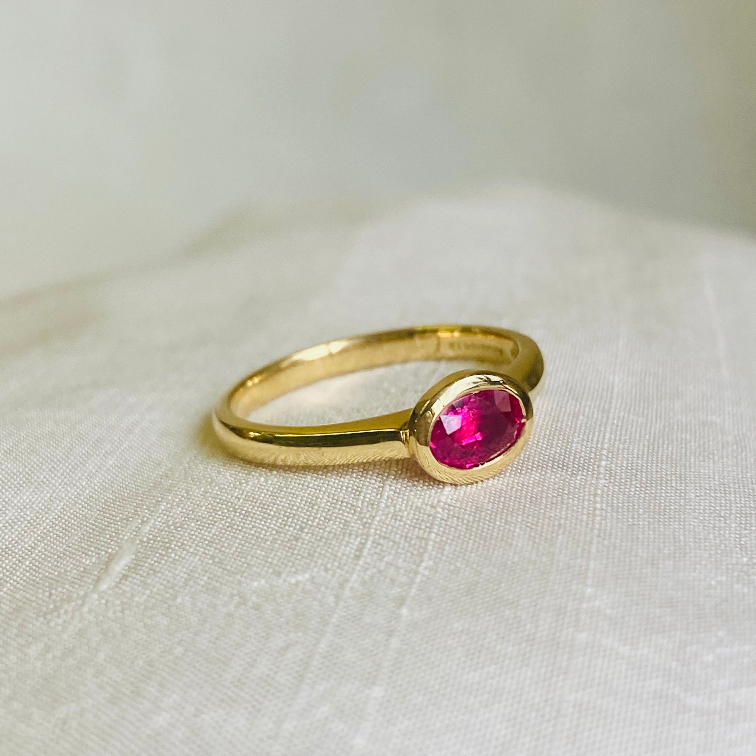 Floating Bezel Set Ruby Ring ~ 18ct Yellow Gold– Sargisons Jewellers