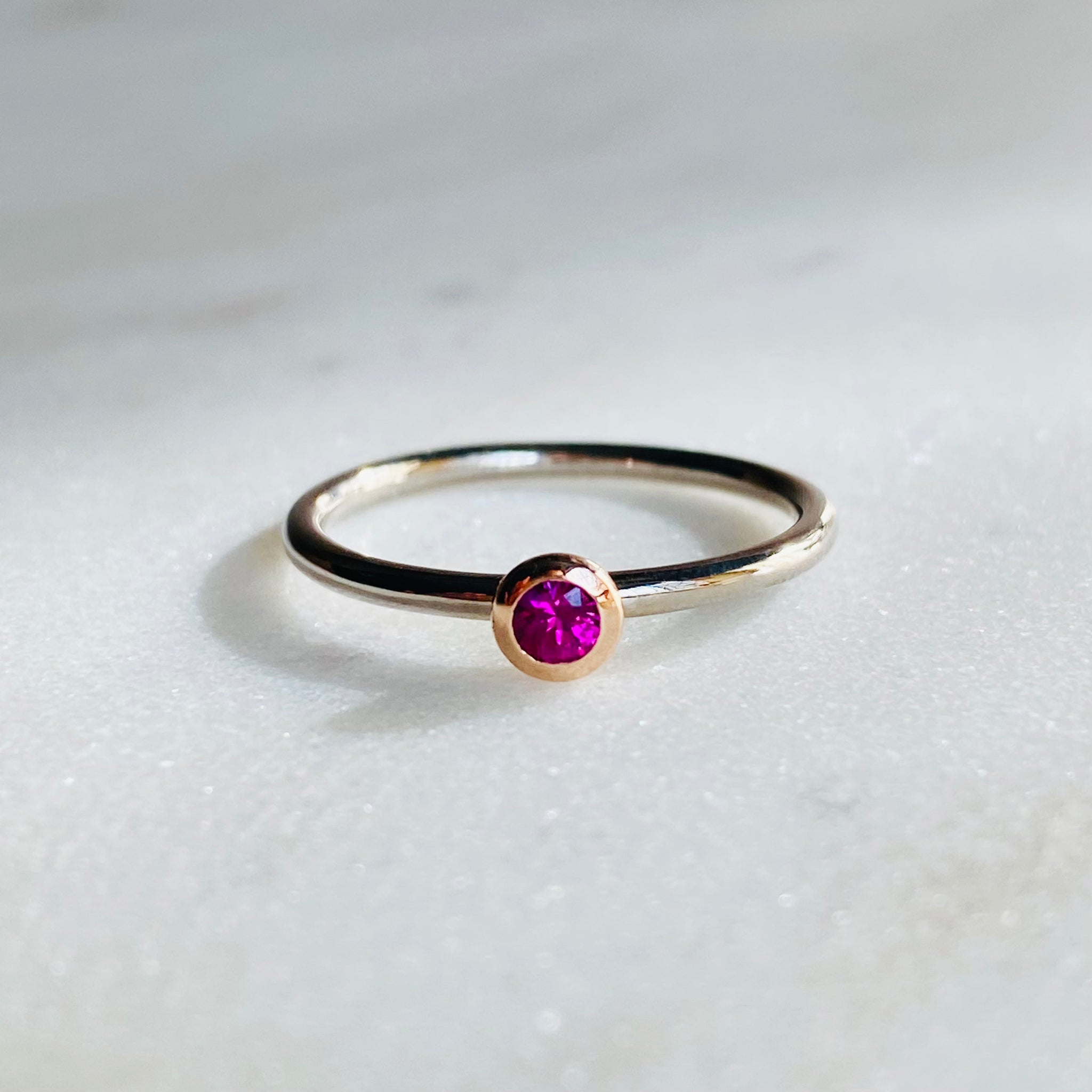 Ruby Stacker Ring ~ 18ct Rose & White Gold– Sargisons Jewellers