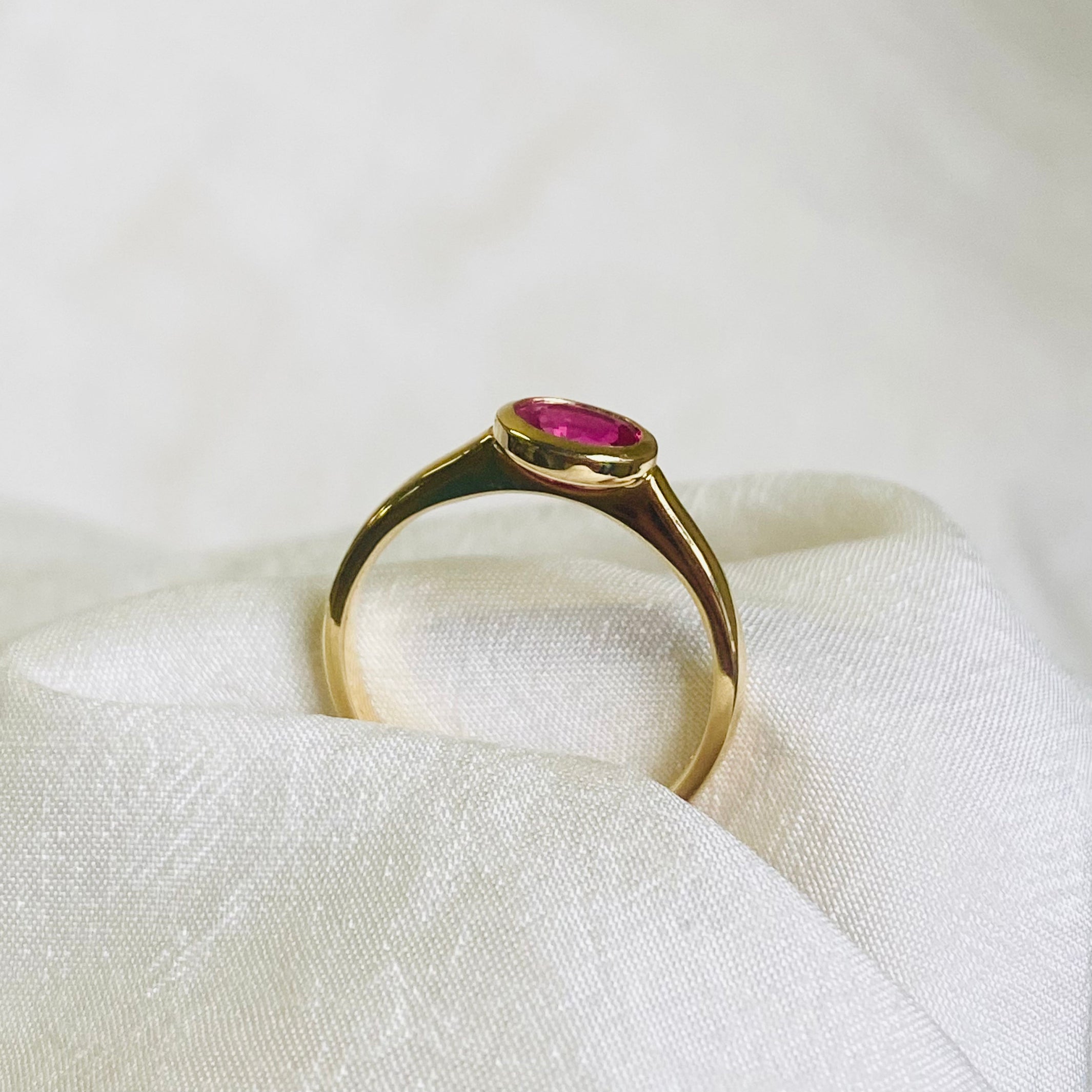 Floating Bezel Set Ruby Ring ~ 18ct Yellow Gold– Sargisons Jewellers